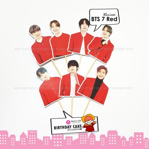 Jual Topper Cake Ulang Tahun Karakter BTS Member 7 - BTS Member Red ...