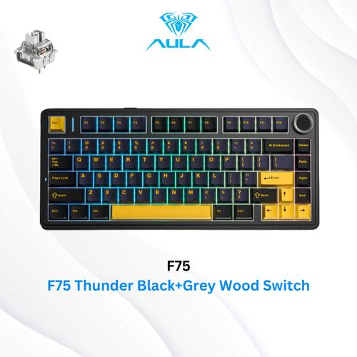 Promo AULA F75 Keyboard Mechanical Gasket 3 Mode Connection RGB Gaming ...