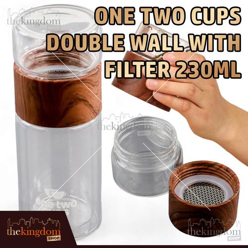 Jual One Two Cups Double Wall with Filter 230ml Glass Water Bottle Botol Minuman Air minum ...