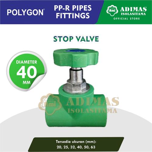Jual PP-R Fitting Stop Valve Merk Polygon Diameter 40 mm Hijau Untuk ...