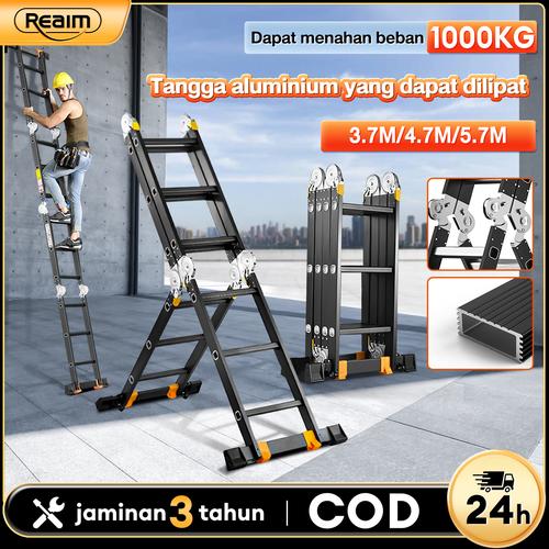 Promo 【Diskon 50%】REAIM Tangga aluminium multifungsi 3,7m/4,7m/5,7m ...