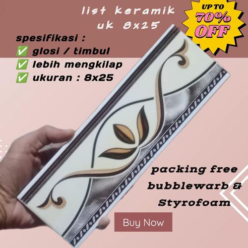 Jual List keramik dinding minimalis ukuran 8x25 - Grandis brown - Kota ...