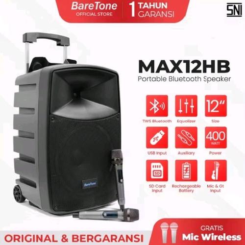 Promo Bare Tone Speaker Portable MAX12HB Speaker Bluetooth 12 Inch Mini ...