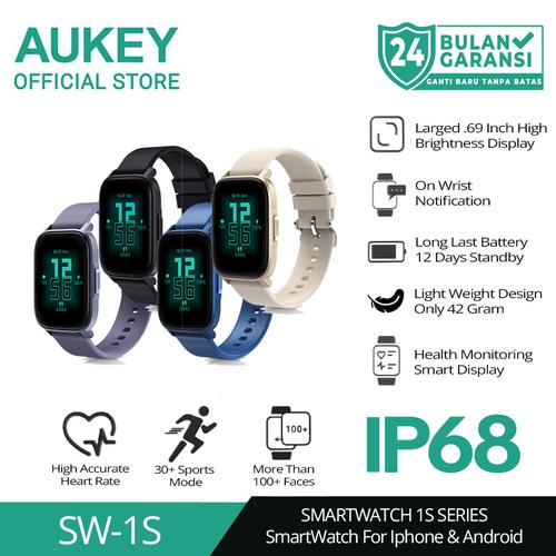 Promo AUKEY SmartWatch 1 S Water Proof IP68 With Bluetooth Call SW-1S ...
