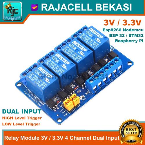 Jual Relay Module 3.3V 3V 4 Channel Dual Input High Low Trigger for ...