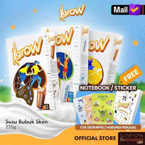 Promo iGrow Susu Bubuk Skim Milk Minuman Pertumbuhan Rendah Lemak Tumbuh Kembang Cokelat Karamel ...