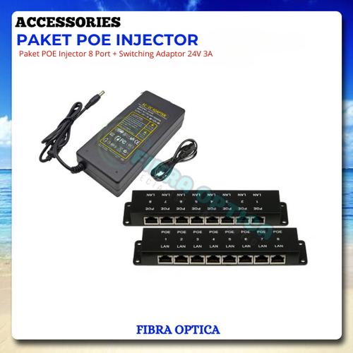 Jual Paket POE Injector 8 Port + Switching Adaptor 24V 3A | Pasif POE ...