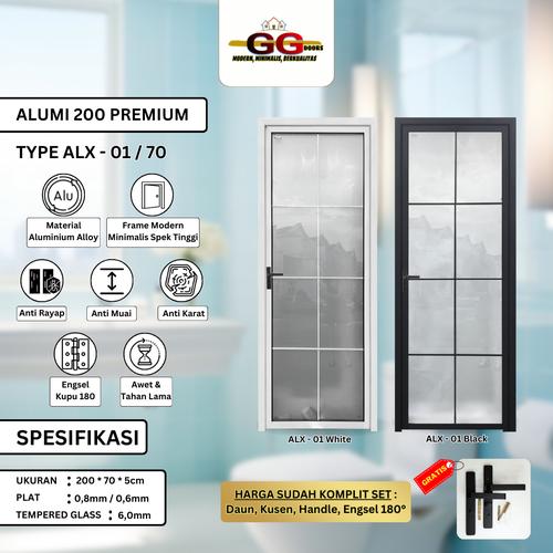 Jual (KHUSUS JABODETABEK)- Pintu Aluminum Kaca GG-ALUMI PREMIUM - ALF 01.70 Black, Kanan - Kota ...