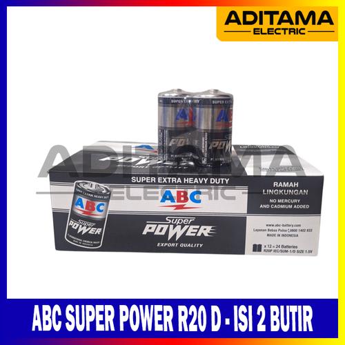 Jual BATERAI ABC SUPER POWER HITAM BESAR R20 SIZE D ISI 2 PCS - Jakarta ...