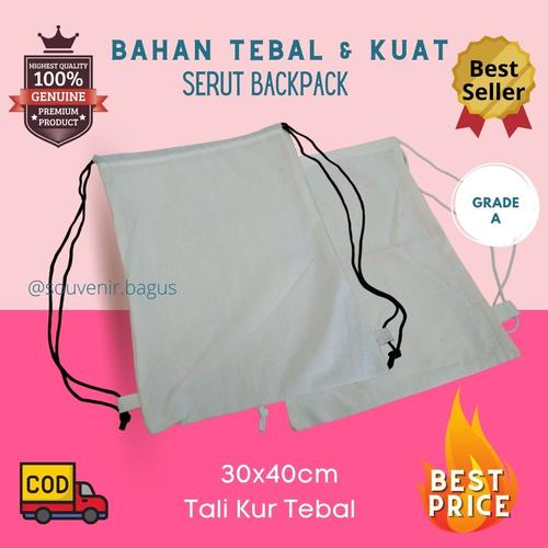 Jual Tas Serut Backpack Kain Kanvas Blacu Grade A Tali Kur Tebal String Bag - Hitam - Ransel ...