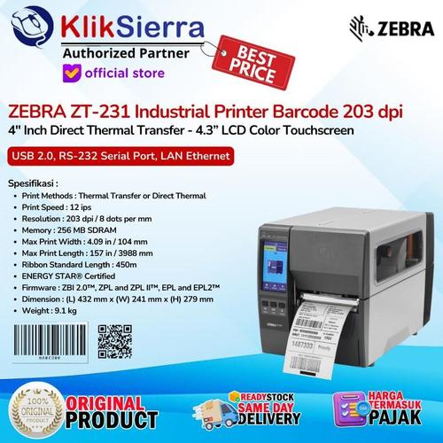 Jual ZEBRA ZT231 | ZT-231 | ZT23142 203dpi | ZT23143 300dpi Industrial ...