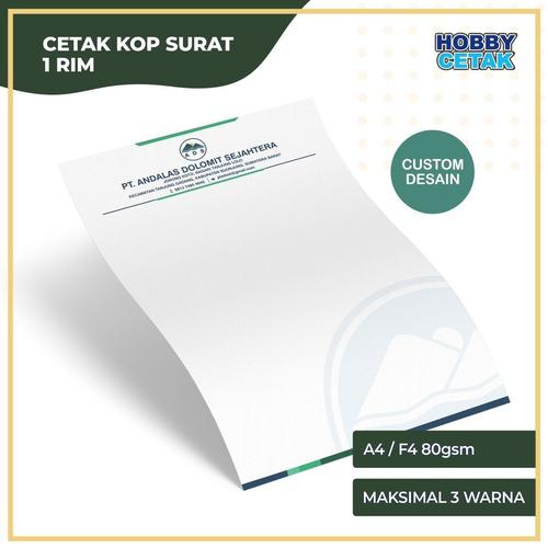 Jual Cetak Kop Surat Kertas Ukuran A4 F4 ( 1 Rim ) - 2 warna, F4 80gsm ...