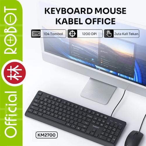 Promo Robot KM2700 Wired Keyboard & Mouse Combo 104 Keys 1200 DPI New ...