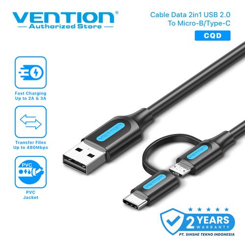 Jual VENTION Kabel Charger Data USB 2.0 to Micro USB and USB C High ...