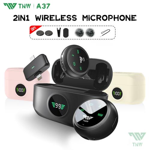Promo TNW A37 Wireless Microphone 2-In-1 Clip On Mic Magnetic Mikrofon ...