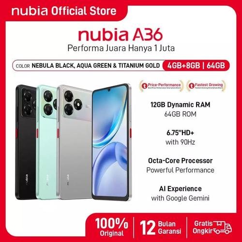 Promo ZTE Nubia A36 RAM 4/64GB (GARANSI RESMI) - Nebula Black Cicil 0% ...