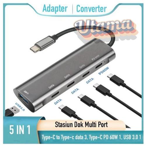 Promo Converter Type-C Pengisian Cepat 60W 5Gbps 480Mbps Multi Port ...