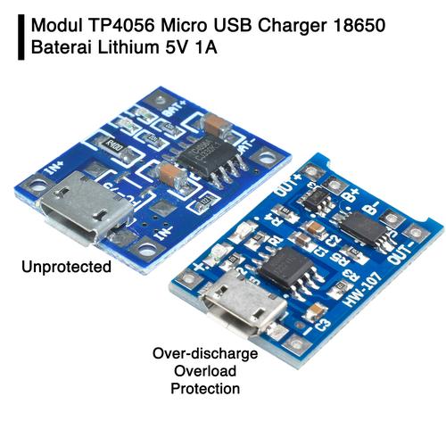 Jual Modul TP4056 Micro USB Charger Cas Batre 18650 Baterai Lithium 5V ...