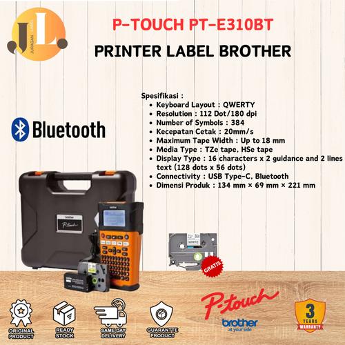 Jual BROTHER Printer Label PTE310 PT-E310BT PT-E310BTVP USB-C Bluetooth ...