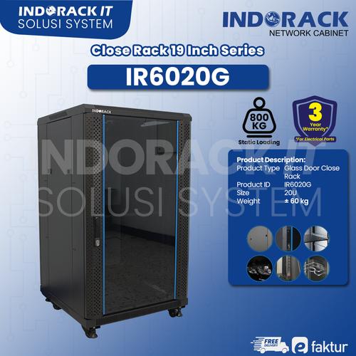 Jual Rack Server INDORACK Glass Door Rak Server 20U Depth 600mm IR6020G ...