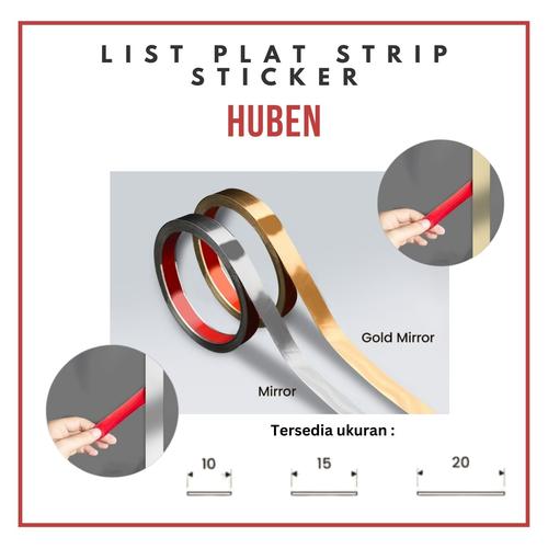 Jual HUBEN List Plat Strip Sticker Stainless Steel Mirror Gold Mirror ...