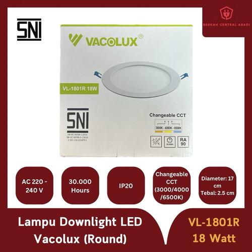 Jual Lampu Downlight LED Vacolux 18 Watt / LED Panel, Bulat Slim, Inbow ...