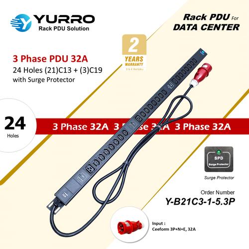 Jual 24 Holes 3 Phase PDU 32A with Surge Protector Mix. Socket (21)C13 ...
