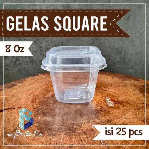Promo Hok Cup Square / Gelas Hok Kotak + Tutup Tebal dan bening isi 25 ...