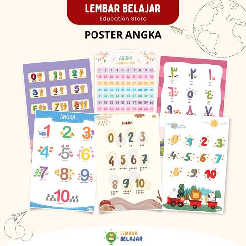Promo Lembar Belajar Poster Edukasi Mengenal Angka Lengkap 1 sd 100 ...