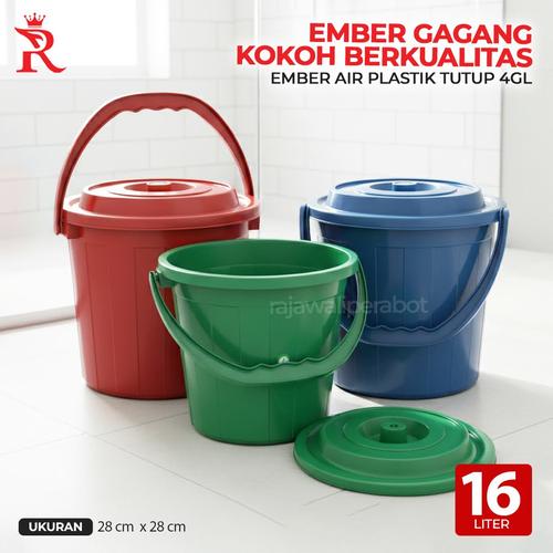 Jual Ember Gagang 16 Liter Ember Air Plastik Polos Warna Tutup 4 GL ...