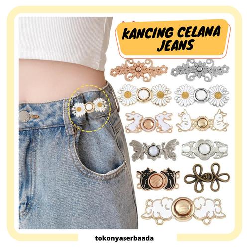 Jual BUNDLING 1PCS 4PCS 5PCS 6PCS Kancing Jeans Logam Simple Adjustable ...