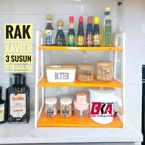 Promo RAK XAVIER 3 SUSUN BAHAN KAYU JATI BELANDA RAK MULTIFUNGSI - SAGE ...