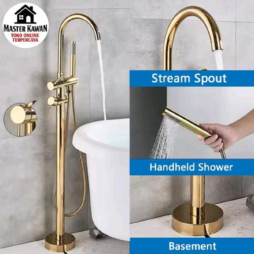 Jual Kran Bathtub Panas Dingin Standing GOLD /Kran Standing Gold /Kran ...