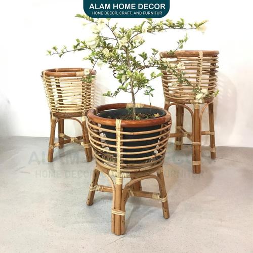 Promo Cover Pot Standing Rotan Asli Untuk Outdoor dan Indoor Ruangan ...