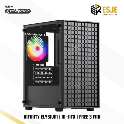 Jual Gaming Case Infinity Elysium V3 + 3 Fan RGB mATX Casing PC ...