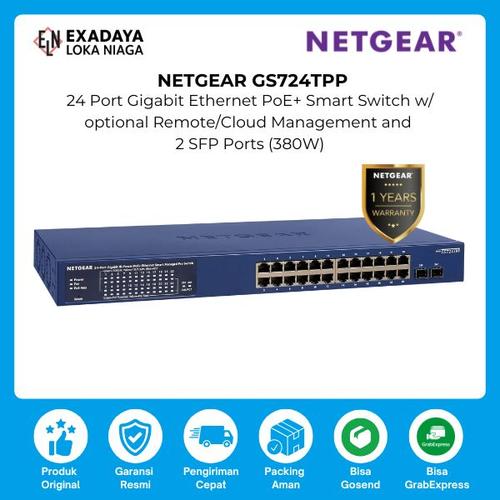 Jual NETGEAR GS724TPP , 24 Port Gigabit Ethernet PoE+ Smart Switch w ...