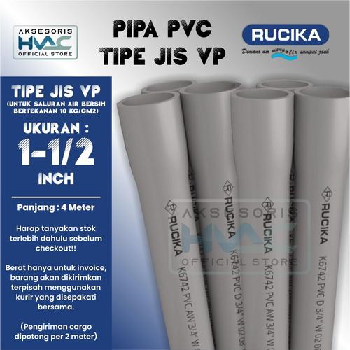 Jual Rucika 1 1/2 Inch 40 mm Pipa PVC AW JIS VP Panjang 4 Meter Warna ...