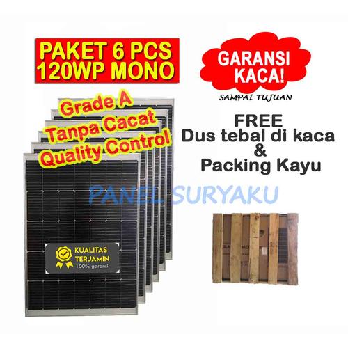 Jual Paket 6pcs Solar Panel Surya Solar Cell 120wp Mono + Packing Kayu ...