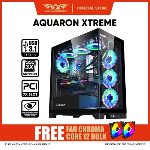 Promo Casing Gaming Armaggeddon Aquaron Xtreme EATX Transparent view Chassic PC Case - BLACK ...