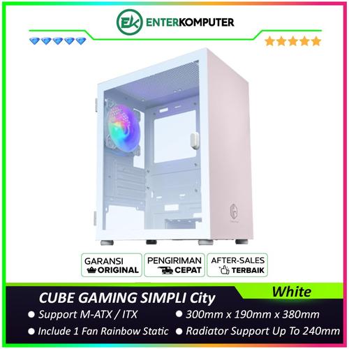 Jual Casing CUBE GAMING SIMPLI City WHITE - mATX Gaming Case - All White Inside - Jakarta Pusat ...