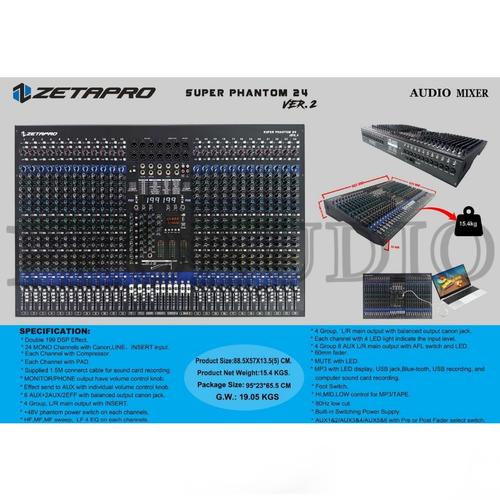 Jual MIXER AUDIO ZETAPRO 24 CHANNEL SUPER PHANTOM 24 VER.2 / SUPER PHANTOM 24 VER 2 / SUPER ...