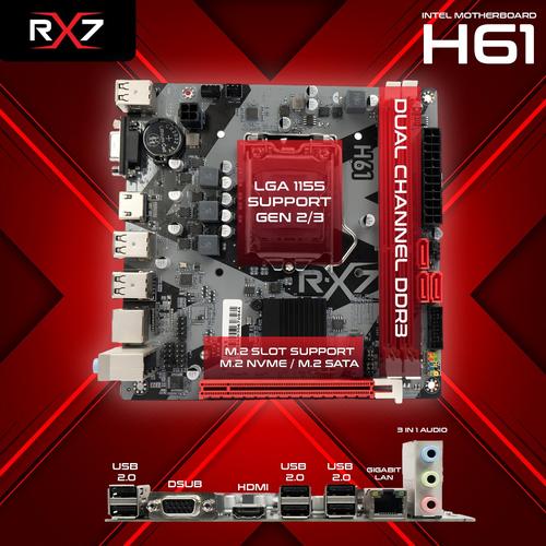 Jual MOTHERBOARD RX7 H61 LGA 1155 DDR3 H61 MAINBOARD SUPPORT NVME ...