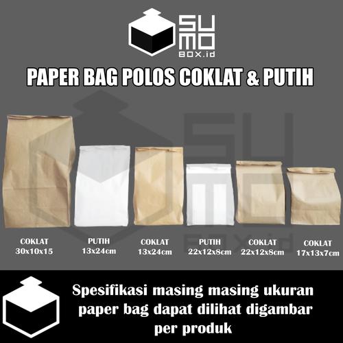 Jual [1 PAK ISI 100 PCS] KANTONG Paper Bag Polos Putih & Coklat ...