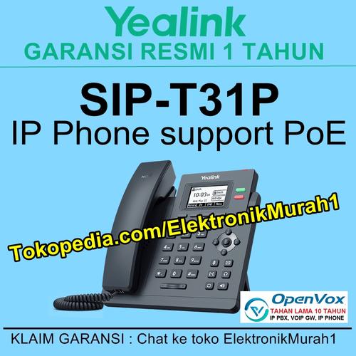 Jual IP Phone Yealink SIP-T31P - Entry Level IP Phone POE - Jakarta Barat - Distributor Telepon ...