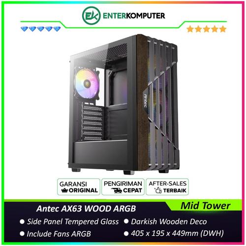 Promo Antec AX63 WOOD ARGB - Mid-Tower Gaming Case - Darkish Wooden ...