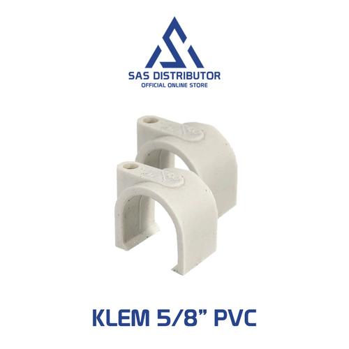 Jual Klem Pipa PVC 5/8" inch Arrow / Klem 5/8" inch Putih / Pipe Clamp ...