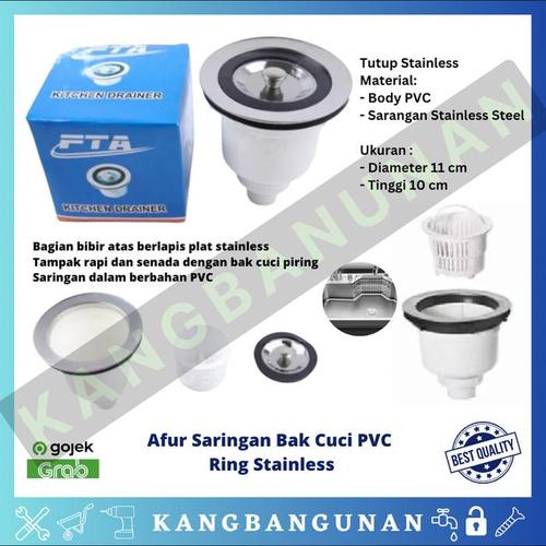 Jual Avur/Afur Bak Cuci Piring PVC Besar Bibir dan Tutup Stainless ...