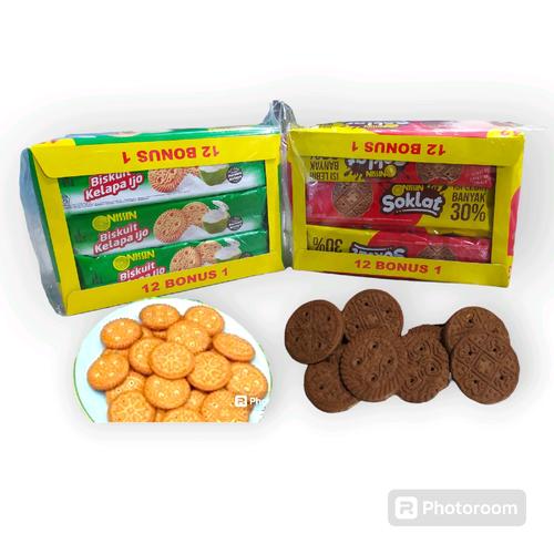 Jual Nissin Biskuit Cokelat Dan Kelapa Ijo 1 Pack Food Cookies Biskuit ...