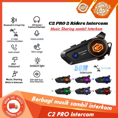 Jual GEARELEC C2 Pro Motorcycle Helmet Intercom Headset 2 Riders 50m ...