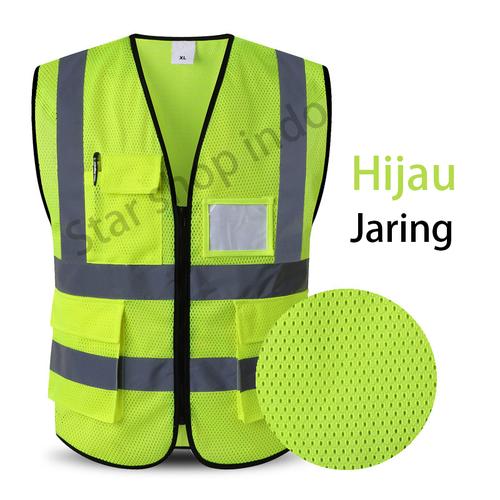 Promo Rompi Safety/Proyek Jaring 5 Kantong dengan Safety Line Reflektif ...